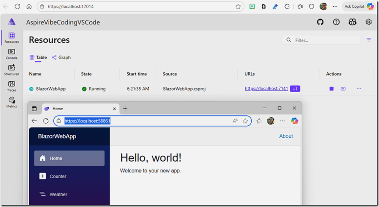 Using Visual Studio Code with Aspire and Blazor